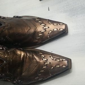 BCBGirls | Shoes | Bcbg Metalic Bronze Leather Booties Sz 7 | Poshmark